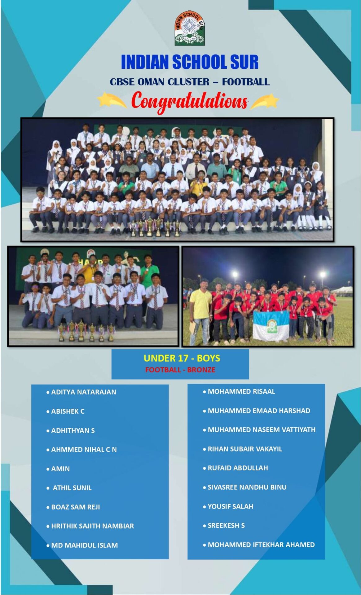 CBSE Cluster Football – Indian School Sur